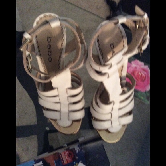 bebe | Shoes | Bebe White Platform High Heels | Poshmark